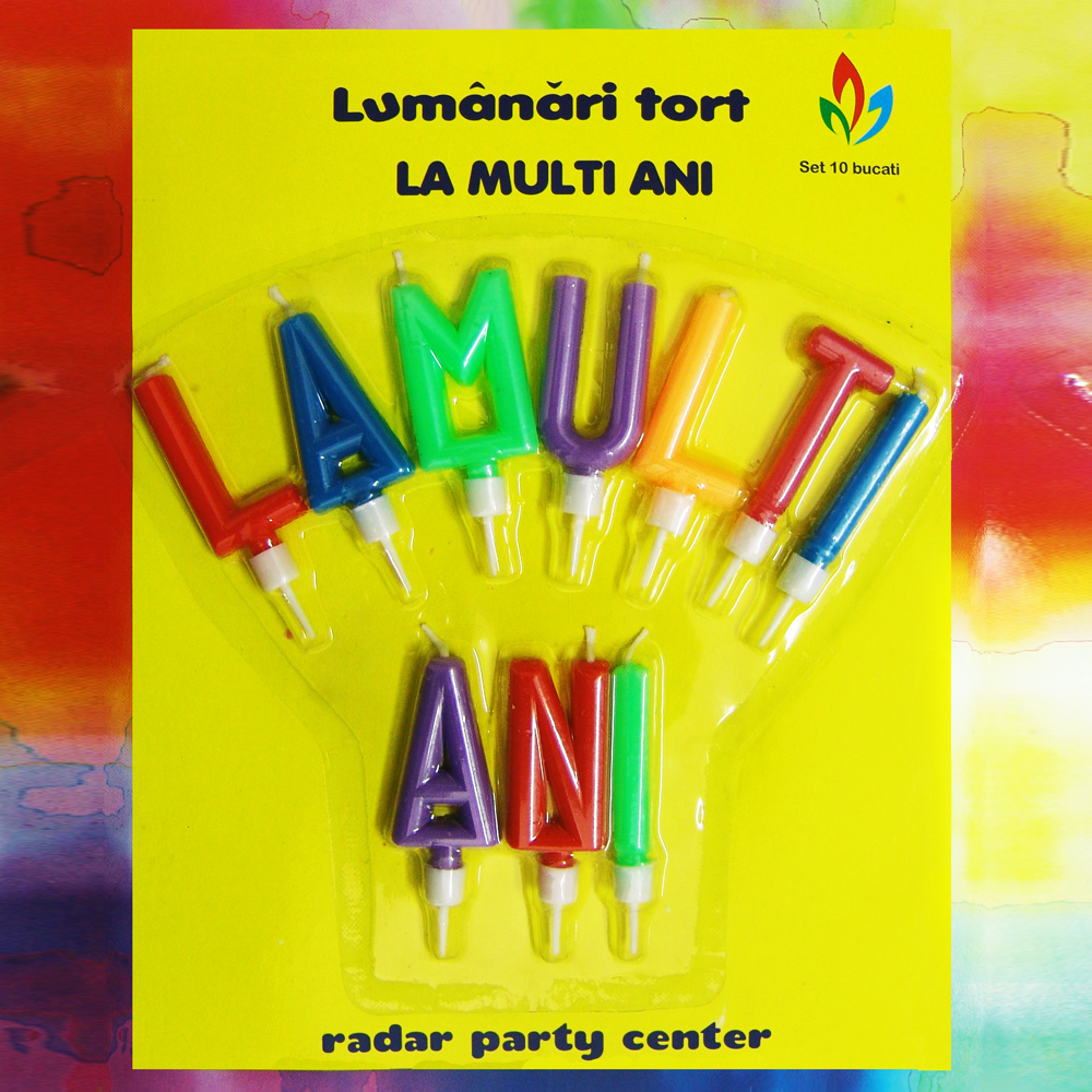 Lumanari pentru tort "La multi ani!", Radar LMAASS, set 10 bucati